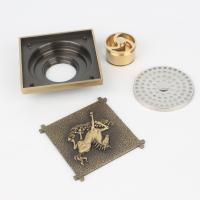 China Modern Design Antique Copper Floor Drain 4 Inch Brass Square Ground Shower Waste Drain for sale