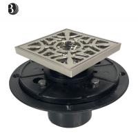 China Modern 4-Inch Square Shower Drain Removable Quadrilateral Pattern Cover for Hotel Bathroom Basins for sale