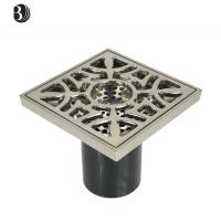 China Modern 4-Inch Square Shower Drain Removable Quadrilateral Pattern Cover for Hotel Bathroom Basins for sale