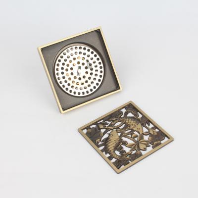 China 4 Inch Function Anti Odor Steel Square Brass Floor Drain for Bathroom and Hotel Basin for sale
