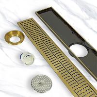 China BANGQI All-Copper Long Linear Toilet and Kitchen Bathroom Shower Drain Brass Floor Waste Drain for Basin Use for sale