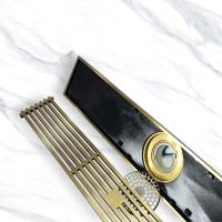 China BANGQI All-Copper Long Linear Toilet and Kitchen Bathroom Shower Drain Brass Floor Waste Drain for Basin Use for sale