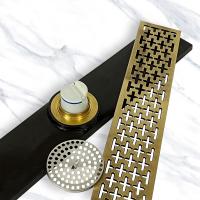 China BANGQI All-Copper Long Linear Toilet and Kitchen Bathroom Shower Drain Brass Floor Waste Drain for Basin Use for sale