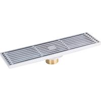China bathroom Brass square floor drain easy clean easy installation 83*500 Floor drain gold brass floor waste drain for sale