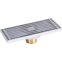 China bathroom Brass square floor drain easy clean easy installation 83*500 Floor drain gold brass floor waste drain for sale