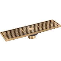 China bathroom Brass square floor drain easy clean easy installation 83*500 Floor drain gold brass floor waste drain for sale