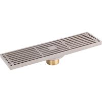 China bathroom Brass square floor drain easy clean easy installation 83*500 Floor drain gold brass floor waste drain for sale