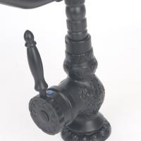 China Contemporary Design Brass Main Body Black Basin Mixer Tap with Luxury Matte Chrome Finish for sale
