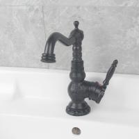 China Contemporary Design Brass Main Body Black Basin Mixer Tap with Luxury Matte Chrome Finish for sale