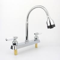 China Modern 8-Inch Double Handle Basin Mixer Water Tap Chrome-Plated Stainless Steel Faucet Deck Mounted for Bathroom for sale