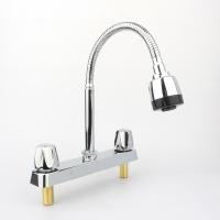China Modern 8-Inch Double Handle Basin Mixer Water Tap Chrome-Plated Stainless Steel Faucet Deck Mounted for Bathroom for sale