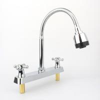 China Modern 8-Inch Double Handle Basin Mixer Water Tap Chrome-Plated Stainless Steel Faucet Deck Mounted for Bathroom for sale