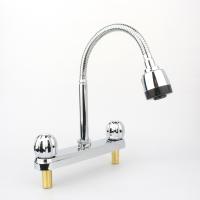 China Modern 8-Inch Double Handle Basin Mixer Water Tap Chrome-Plated Stainless Steel Faucet Deck Mounted for Bathroom for sale