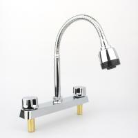 China Modern 8-Inch Double Handle Basin Mixer Water Tap Chrome-Plated Stainless Steel Faucet Deck Mounted for Bathroom for sale