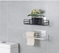 China Modern Style Iron Bathroom Shelves with Chrome Finish and Shampoo Storage Basket for sale