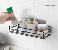 China Modern Style Iron Bathroom Shelves with Chrome Finish and Shampoo Storage Basket for sale