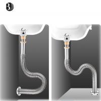 China 304 Stainless Steel Corrugated Pipe Sink Dish Basin PVC Strainer for Bathroom Drainage Use for sale