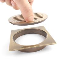 China High Quality All-Brass Floor Drain Core Gold Square Strainer Odor-Proof Linear Shape for Bathroom Use Stainless Steel Material for sale
