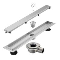 China Modern 24-Inch Anti-Odor Stainless Steel Long Floor Drain Hotel Use Shower Hair Catcher Factory Supplied Basin Drains for sale