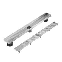 China Modern Mesh Brushed Nickel Shower Floor Drain Long Stainless Steel Trap Factory Direct for Hotel Bathrooms for sale