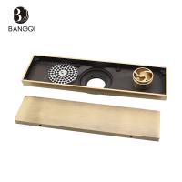 China Bathroom Stainer Antique Brass Color Invisible Long Floor Drain for Shower Kitchen for sale