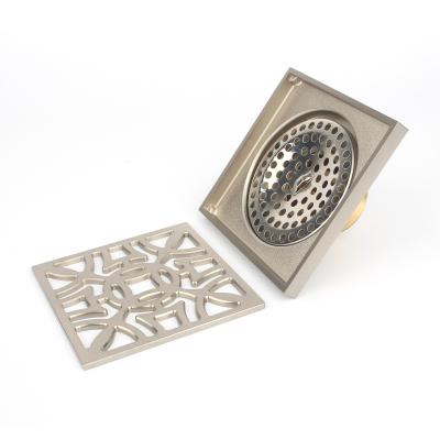 China Hotel Washroom Custom Anti-Odor Brass Square Shower Strainer Trap Bathroom Floor Drain for sale
