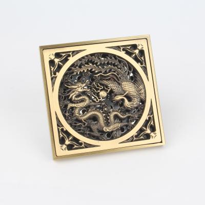 China CHROME PLATE Antique Brass Square Floor Drain for Shower Basin Ground Drainer Clean for sale
