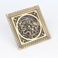 China Classical Design Strainer Loong Brass Floor Drain Square 12x12CM For Bathroom Drainage for sale