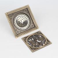 China Classical Design Strainer Loong Brass Floor Drain Square 12x12CM For Bathroom Drainage for sale