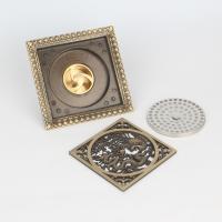 China Classical Design Strainer Loong Brass Floor Drain Square 12x12CM For Bathroom Drainage for sale