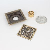 China Classical Design Strainer Loong Brass Floor Drain Square 12x12CM For Bathroom Drainage for sale