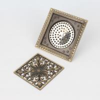 China Luxurious 10*10cm Brass Bathroom Drainage Modern Square Design Strainer and Drain Cover for Hotel Basin Use for sale