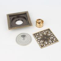 China Luxurious 10*10cm Brass Bathroom Drainage Modern Square Design Strainer and Drain Cover for Hotel Basin Use for sale