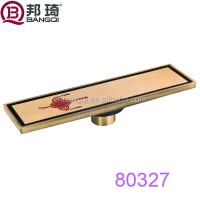 China Chrome Plated 82X300mm Bangqi Brass Long Linear Floor Drain for Hotels and Basins for sale