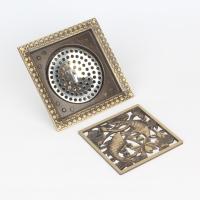 China Factory Sale Modern Brass Antique Double Carp Lucky round Bathroom Square Floor Drain with Waste Strainer Function for Hotels for sale