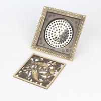 China Factory Sale Modern Brass Antique Double Carp Lucky round Bathroom Square Floor Drain with Waste Strainer Function for Hotels for sale