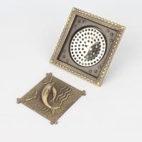 China Anti Odor Function All-Brass Antique Dolphin Floor Drain with Deodorant Tile Insert Waste for sale