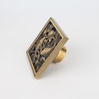 China Antique Brass 4-Inch Square Bathroom Shower Floor Drain with Vintage Fish Pattern Modern Design for Hotel Use for sale