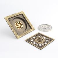 China Strainer Style 6 Inch Square Anti-odor Bathroom Brass Floor Drain Cover Chrome Plated for sale