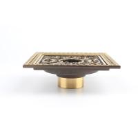 China 5 Inches Antique Bronze Anti-Clogging Square Brass Bathroom Floor Drain for Basin Use Removable Cover Shower Washing Machine for sale
