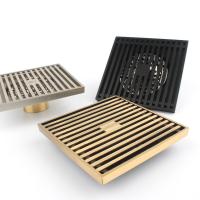 China Brass Material Anti-odor Bathroom Shower Floor Drains Bath Square Antique Floor Drain Grate Brass Floor Waste Drain Color Box for sale