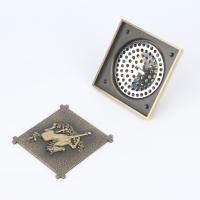 China Antique Copper 10x10cm Floor Drain Brass Square Shower Waste Drain Washer Ground Drainer for Bathrooms for sale