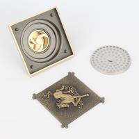 China Antique Copper 10x10cm Floor Drain Brass Square Shower Waste Drain Washer Ground Drainer for Bathrooms for sale