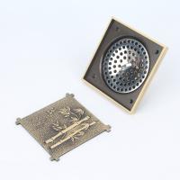China Hotel Basin Usage Modern Design Other Style Antique Brass Square Shower Floor Drain for sale