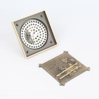 China Hotel Basin Usage Modern Design Other Style Antique Brass Square Shower Floor Drain for sale