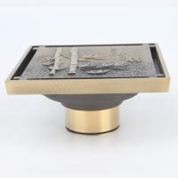 China Hotel Basin Usage Modern Design Other Style Antique Brass Square Shower Floor Drain for sale