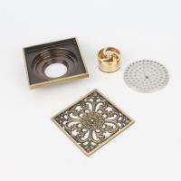China 4 Inch Brass Square Shower Drain with Strainer Style and Removable Cover Grid Grate for sale
