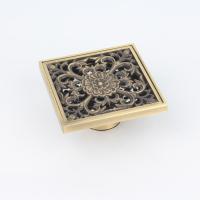 China 4 Inch Brass Square Shower Drain with Strainer Style and Removable Cover Grid Grate for sale