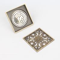 China 4 Inch Brass Square Shower Drain with Strainer Style and Removable Cover Grid Grate for sale