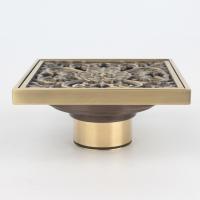 China 4 Inch Brass Square Shower Drain with Strainer Style and Removable Cover Grid Grate for sale